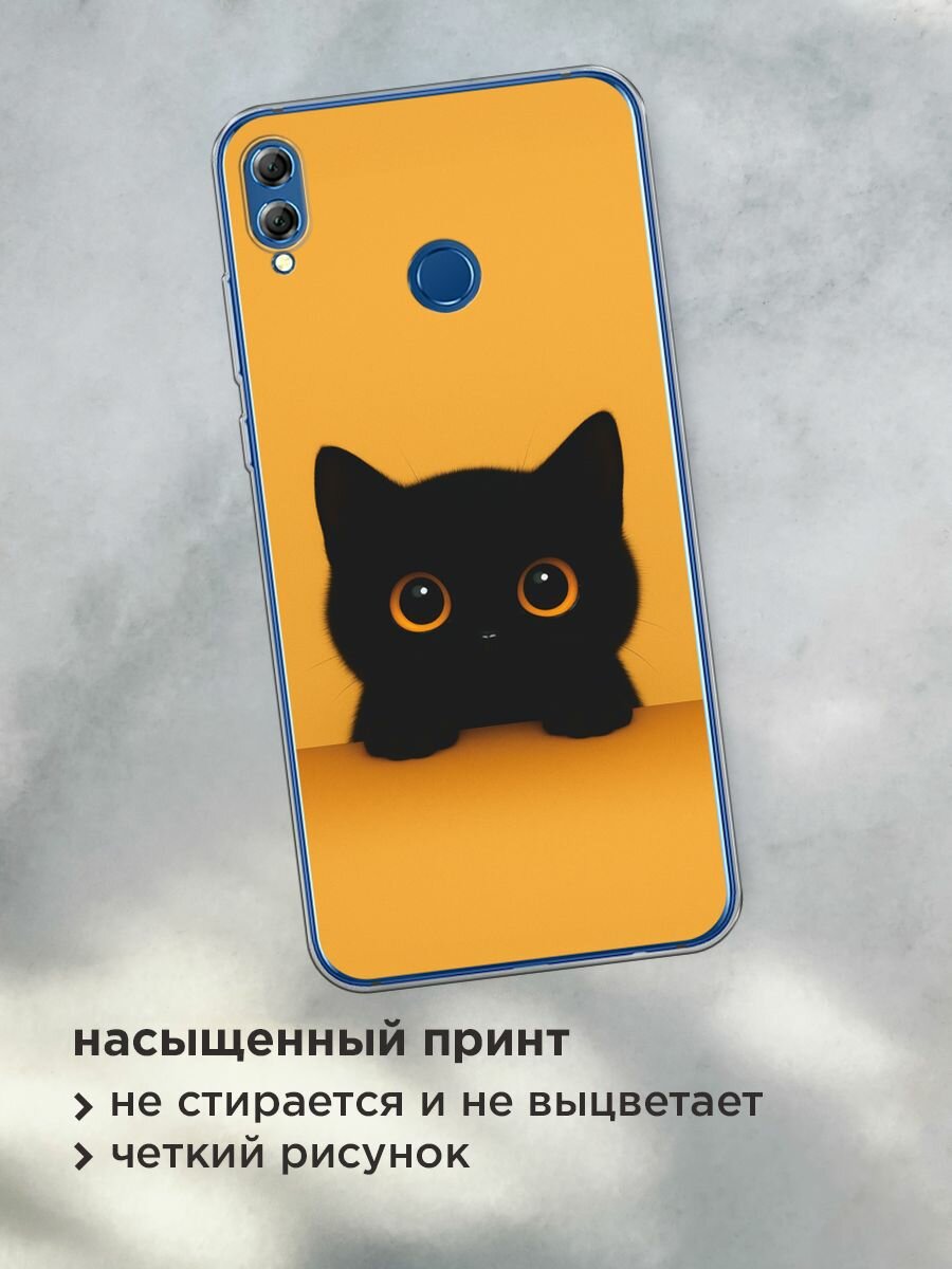Силиконовый чехол на Honor 8X / Хонор 8Х с принтом "Контрастный котик" — фото 1