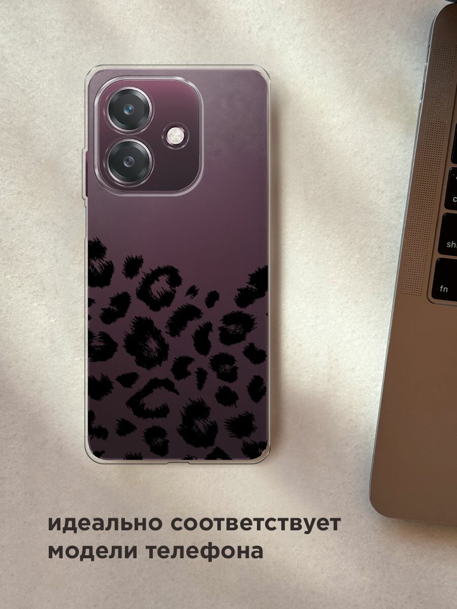 Чехол на Oppo A3/A3x / Оппо А3/A3x с принтом "Окрас леопарда фон черный", прозрачный — фото 1