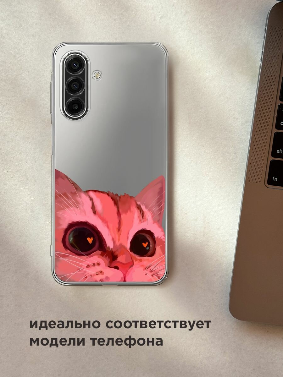 Чехол на Samsung Galaxy A17/A18 / Самсунг А17/А18 с принтом "Affectionate cat - 8 марта", прозрачный — фото 1
