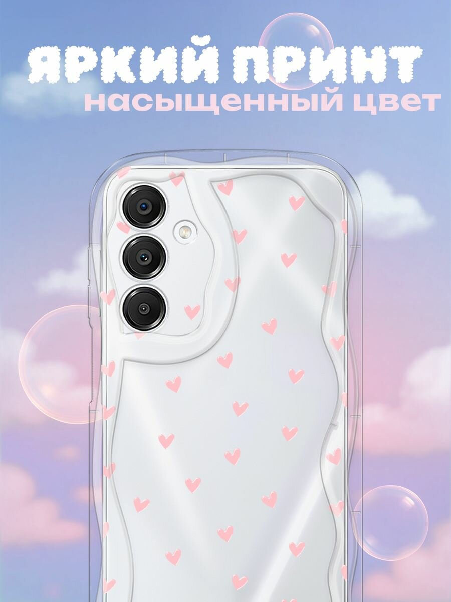 Чехол на Samsung Galaxy A16 / Самсунг А16 с принтом Маленькие нежные сердечки — фото 1