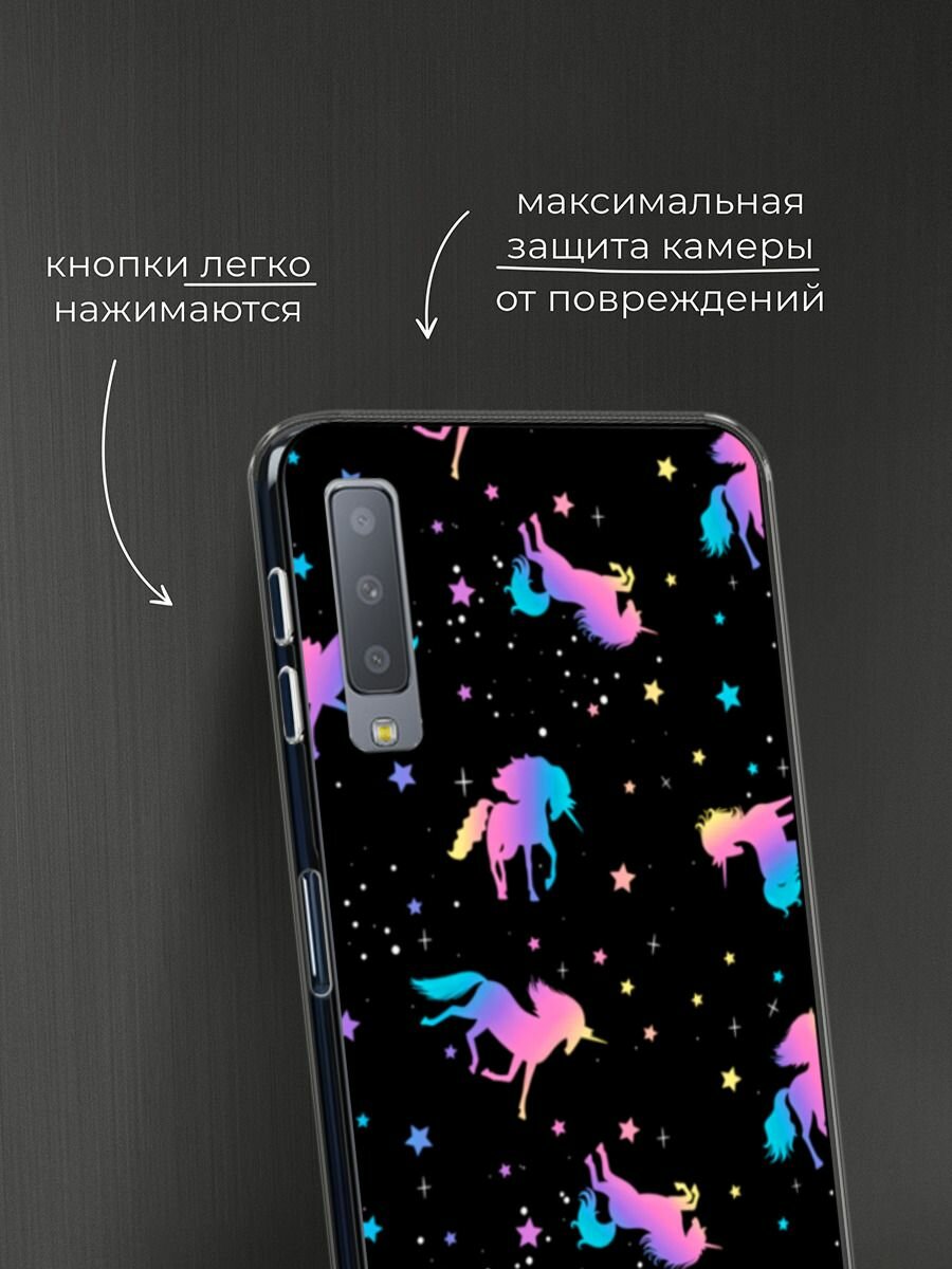 Чехол на Samsung Galaxy A7 2018 / Самсунг Галакси А7 2018 с принтом "Единороги градиент" — фото 1