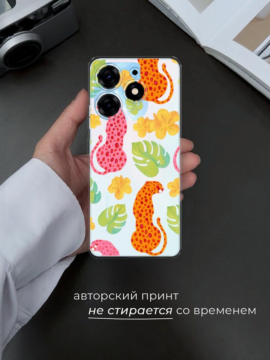 Чехол на Tecno Spark 10 Pro / Текно Спарк 10 Про с принтом "Экзотика", прозрачный — фото 1