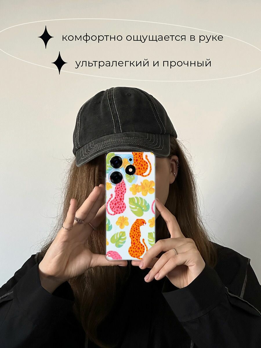 Чехол на Tecno Spark 10 Pro / Текно Спарк 10 Про с принтом "Экзотика", прозрачный — фото 1