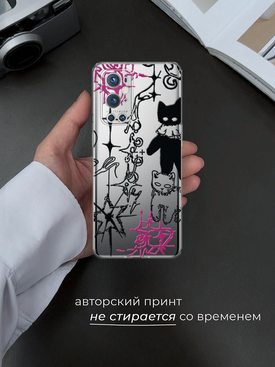 Чехол на OnePlus 9 Pro / ВанПлас 9 Про с принтом "Готические котики" — фото 1