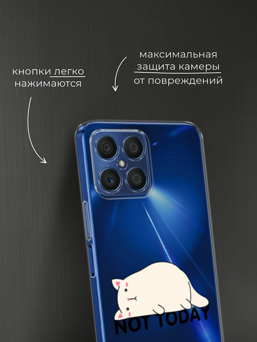 Чехол на Honor X8 / Хуавей X8 с принтом "Cat not today", прозрачный — фото 1