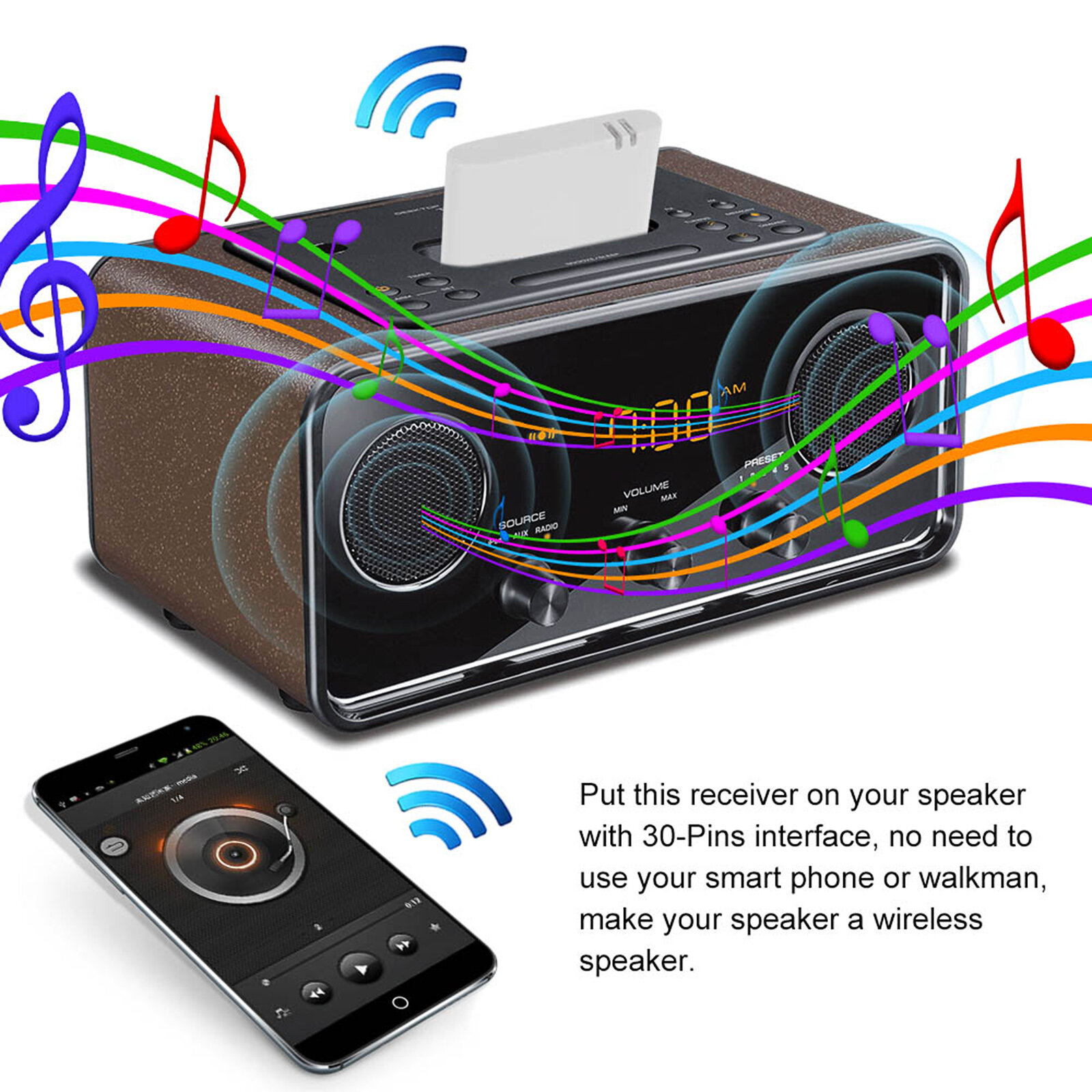 BT4854 Bluetooth Audio Receiver 30 Pins Plug and Play для Dock Station Digital Music System Совмести
