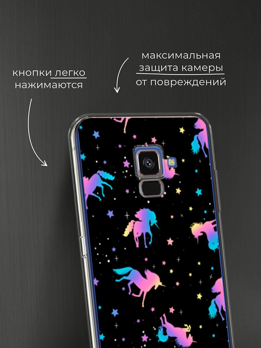 Чехол на Samsung Galaxy A8 2018 / Самсунг Галакси А8 2018 с принтом "Единороги градиент" — фото 1