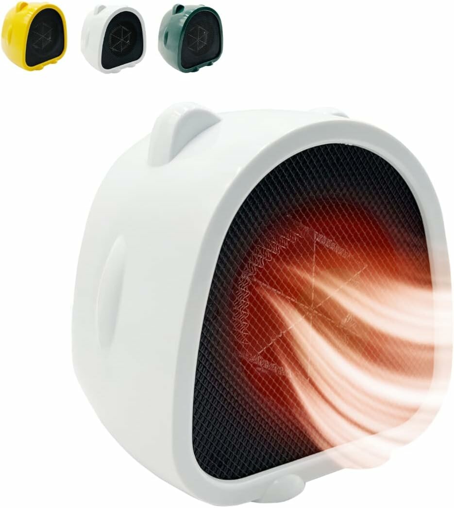 Электрический керамический обогреватель мощностью 500 Вт, портативный керамический вентилятор PTC, система защиты от перегрева, для использования в офисе/спальне (белый)