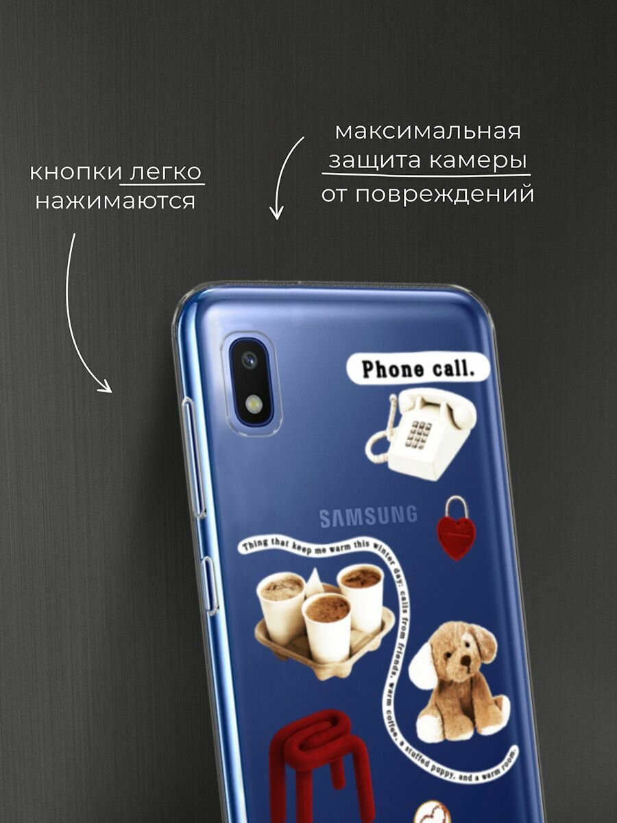 Чехол на Samsung Galaxy A10 / Самсунг Галакси А10 с принтом "Phone call", прозрачный — фото 1