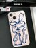 Чехол на Apple iPhone 13 / Айфон 13 с принтом "Синие очертания банта 2"