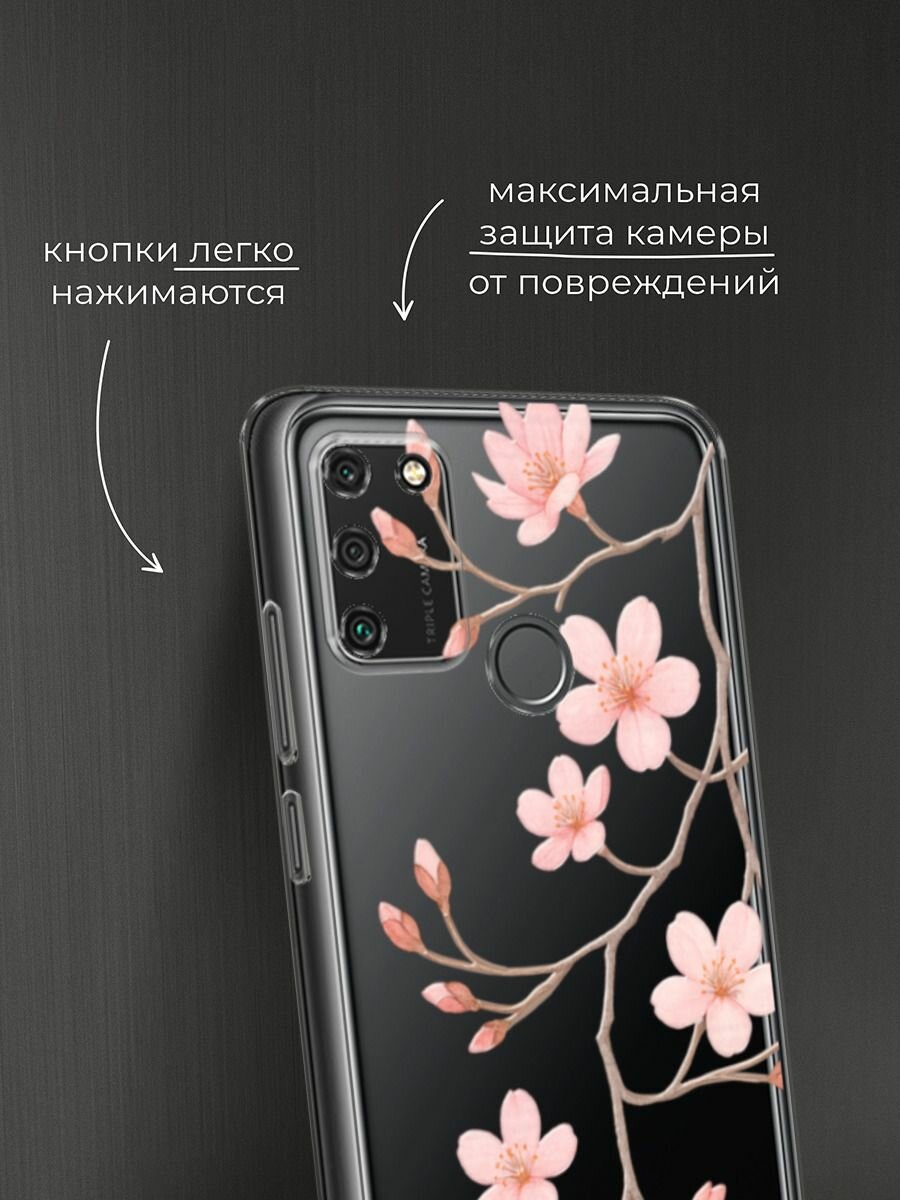Чехол на Honor 9A / Хонор 9А с принтом "Веточка распускающейся сакуры 2" — фото 1