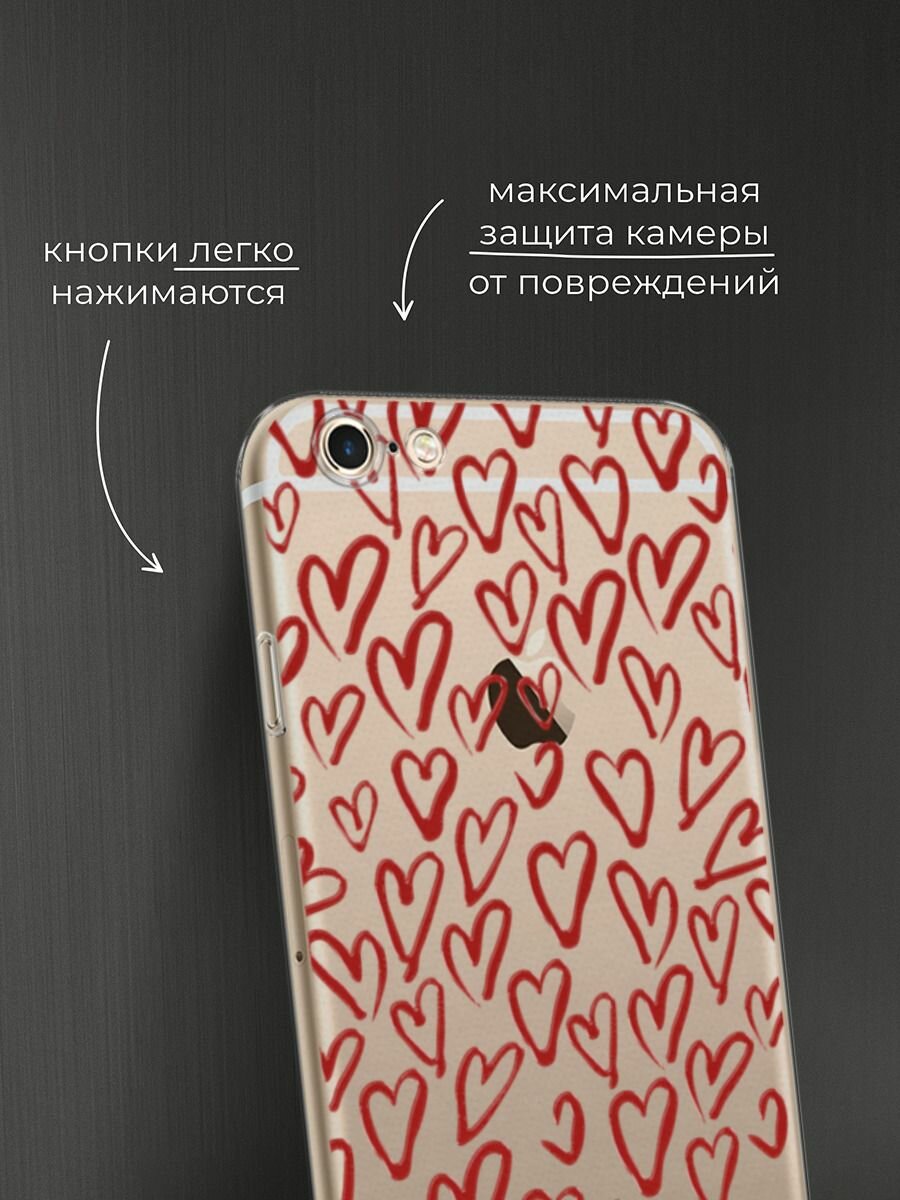 Чехол на Apple iPhone 6 Plus/6S Plus / Айфон 6 Плюс/Айфон 6С Плюс с принтом "Легкие бордовые сердечки" — фото 1