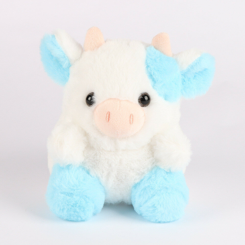 Fun and friendly cow stuffed animal plush toy available in four colors for kids