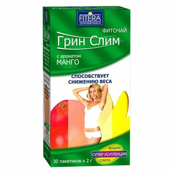 Чай FITERA "Грин слим" манго, 30 фильтр-пакетов по 2 г