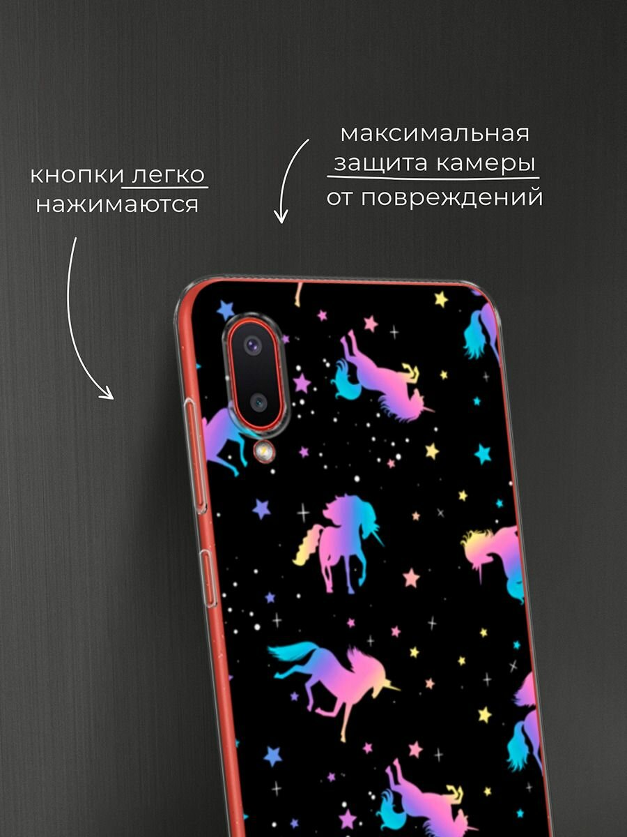 Чехол на Samsung Galaxy A02 / Самсунг Галакси А02 с принтом "Единороги градиент" — фото 1