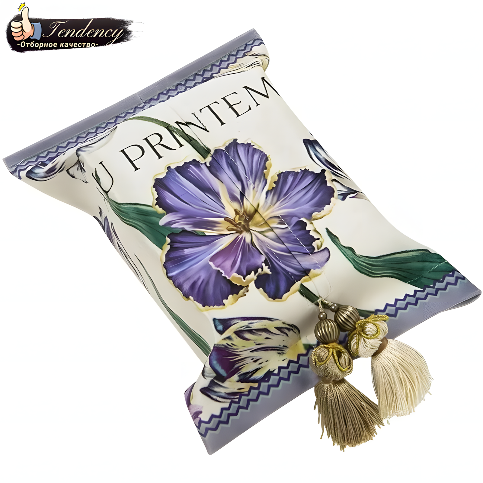 Бархатный держатель для салфеток Lilith, Коробка для салфеток, С бахромой, 18×24 см