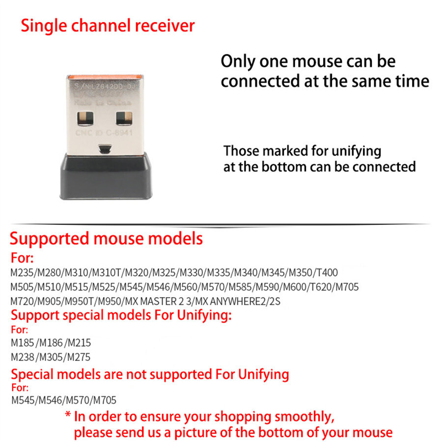 Одноканальный Беспроводной USB-Приемник Для Logitech Unifying Mouse M235 M280 M310