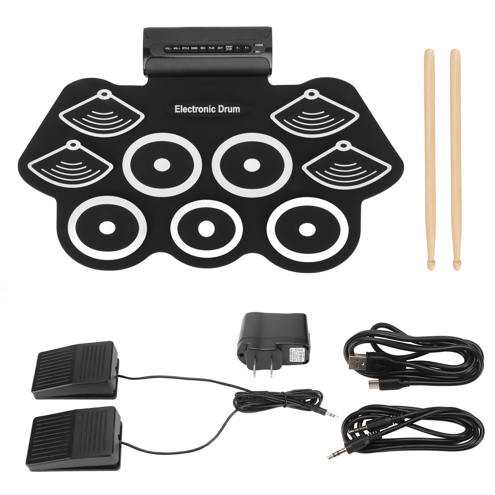 Электронный барабан сборный набор Practic Pad Midi Kit с педалями палочки подарок для детей 100–240V US Plug