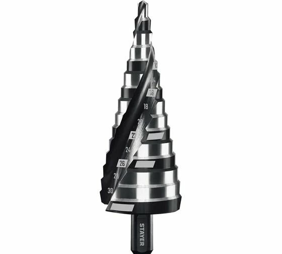 Cверло ступенчатое STAYER Pro-Max 4-32мм, 15 ступеней, винтовая спираль 29661-4-32-15