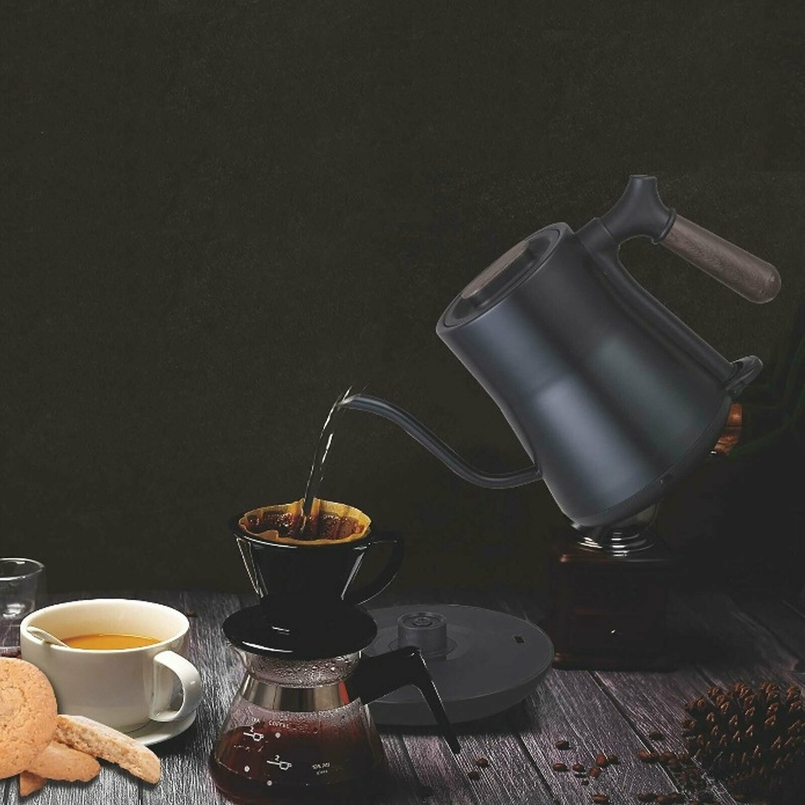 Многофункциональный электрический чайник с гибким носиком из нержавеющей стали SUS 304 для чая, кофе, молока, для домашней кофейни, 800 мл, вилка ЕС, 220 В, 1350 Вт