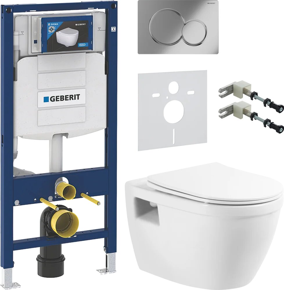 Комплект Унитаз подвесной BelBagno Loto BB070CHR/SC безободковый / Инсталляция Geberit Duofix UP 320 111.300.00.5 / Кнопка Sigma хром, Шумоизоляция, Крепления к стене