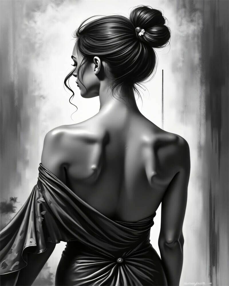 Алмазная картина "Черно-белый портрет женщины" алмазная огранка 40х50 см,40X50CM, белый