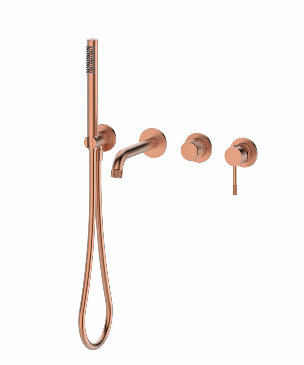 Однорычажный смеситель для ванны встраиваемый Vieir с коротким литым изливом V403532-R розовое золото