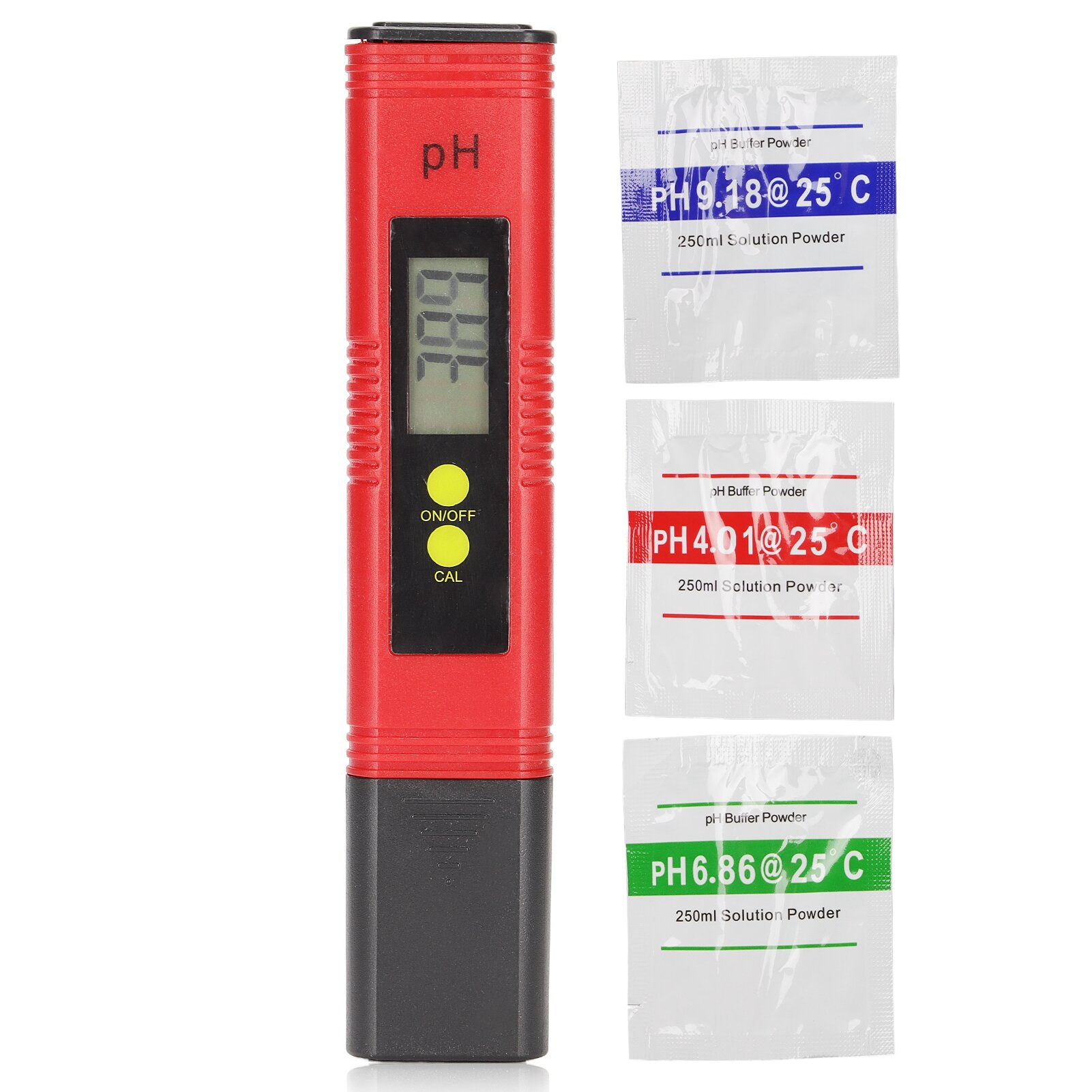 PH-метр с ручкой, высокоточный, автоматическая калибровка (ATC), портативный, для бассейнов, аквариумов, спа, цвет: красный/черный.