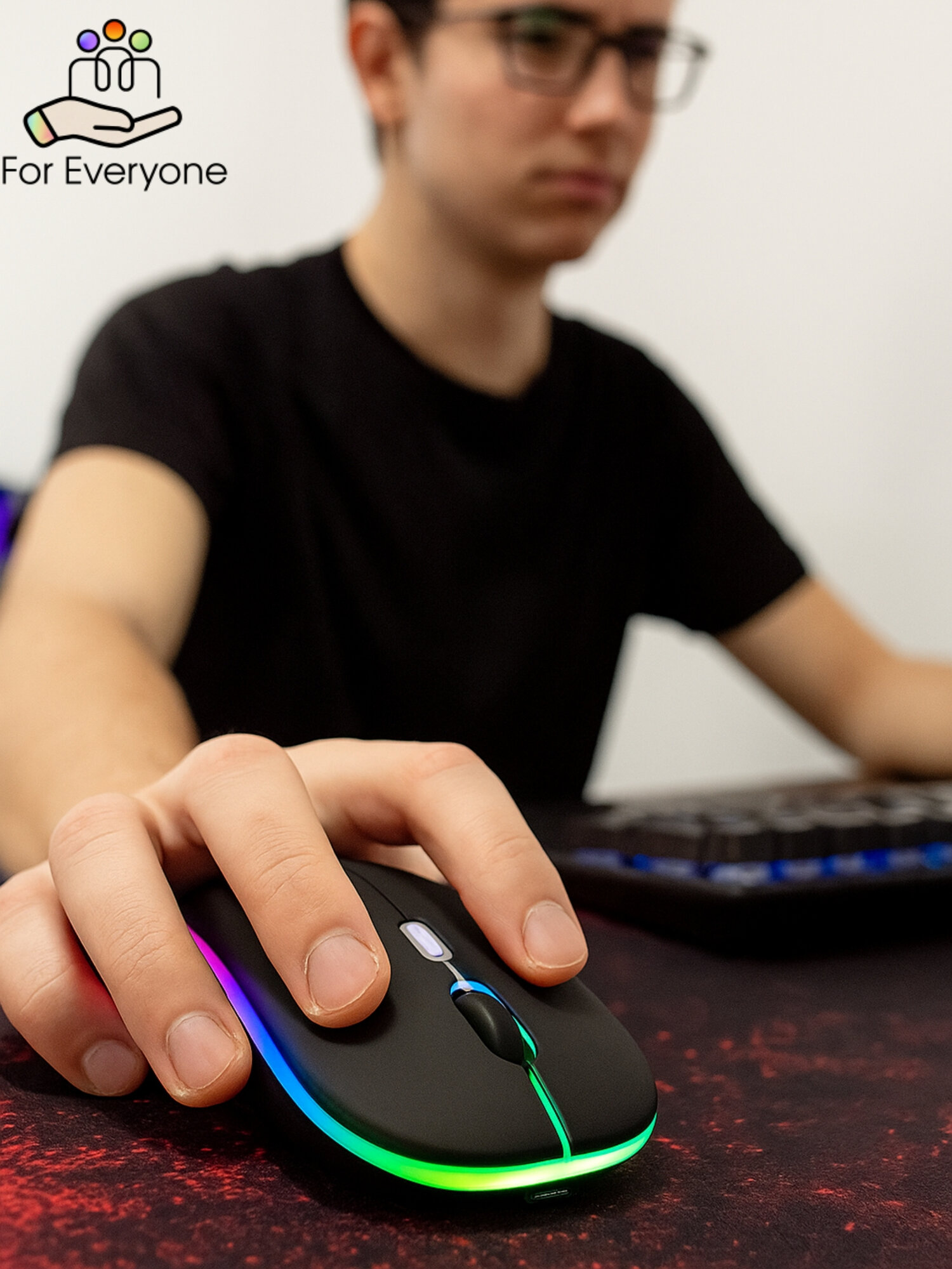 Беспроводная мышь Booox с перезаряжаемым аккумулятором и Bluetooth для комфортной работы, черная