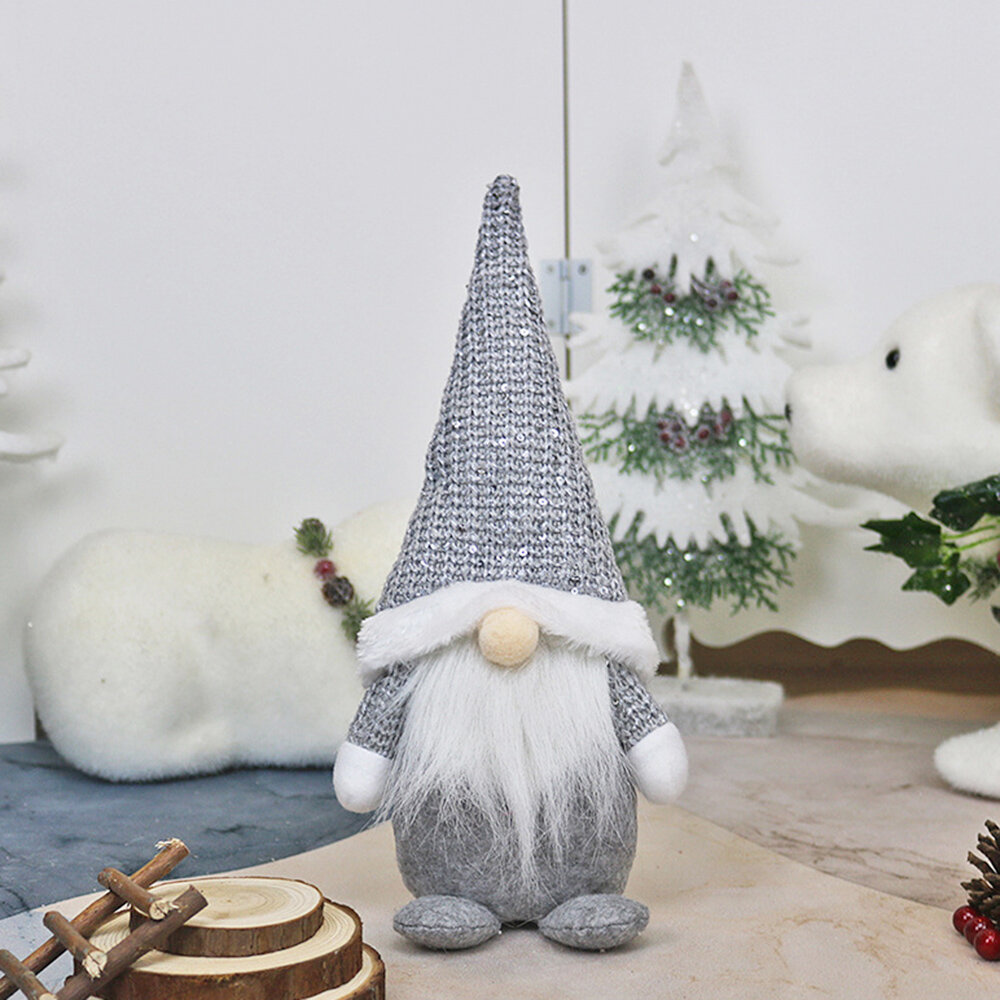 Кукла без лица Старый мужчина Рождество, Орнамент Рождество Пendants из меха Старый мужчина, Набор для украшения елки Рождество из вязанного материала, Подарок для семьи на праздник, Цвет: Белый, Розовый, Серый (по желанию), Материал: нетканые ткани,