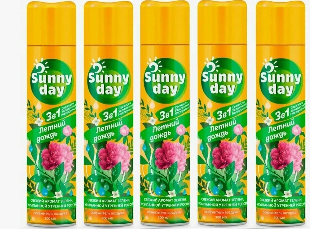 Освежитель воздуха, Sunny Day, Летний дождь, 300 мл, 5шт