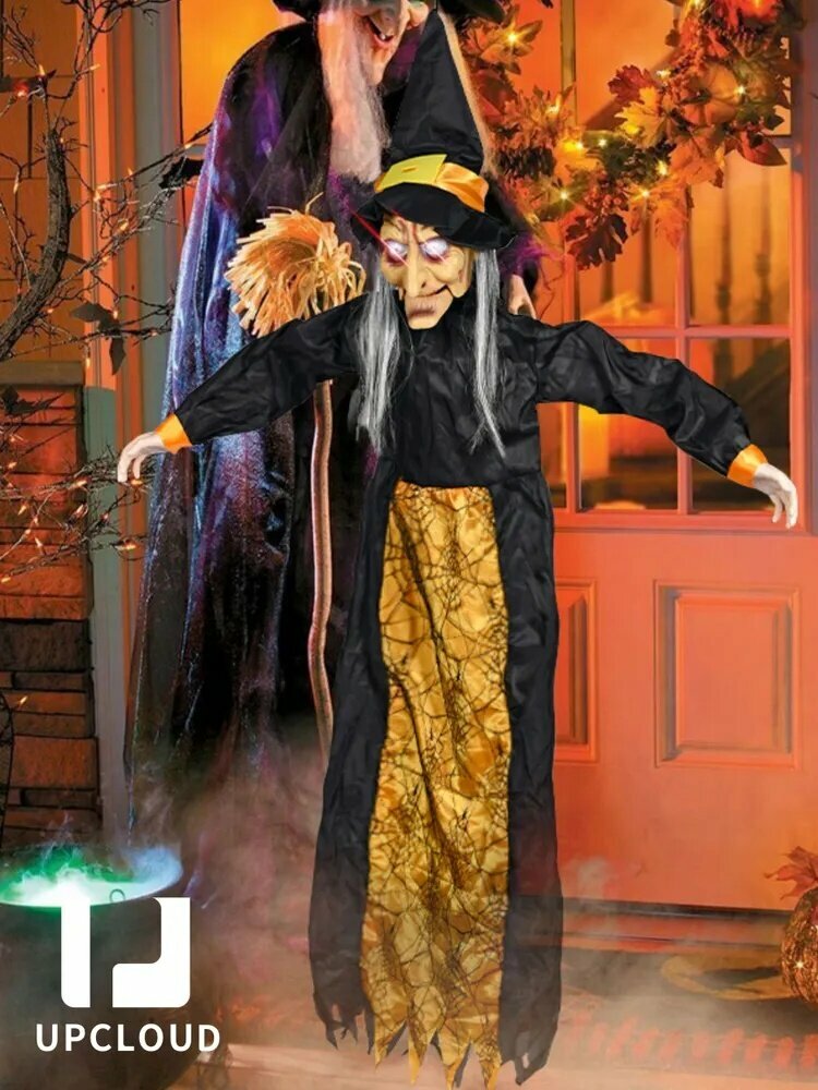 Праздничное украшение/индукционная подвесная ведьма на Хэллоуин /UPCLOUD + подвижный рот + свет + звук