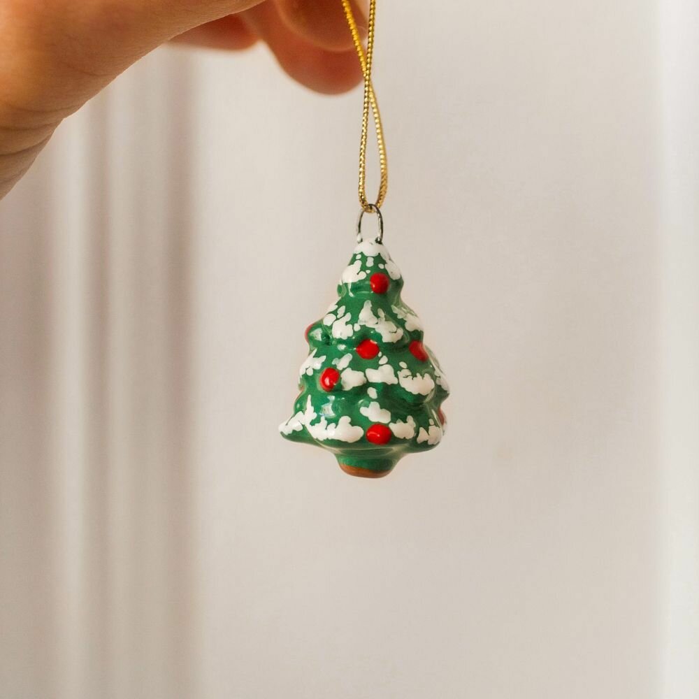 Мини-ёлка Ярославская керамическая мануфактура "Для маленькой ёлочки", керамика, зелёная, 1.5×4×3 см