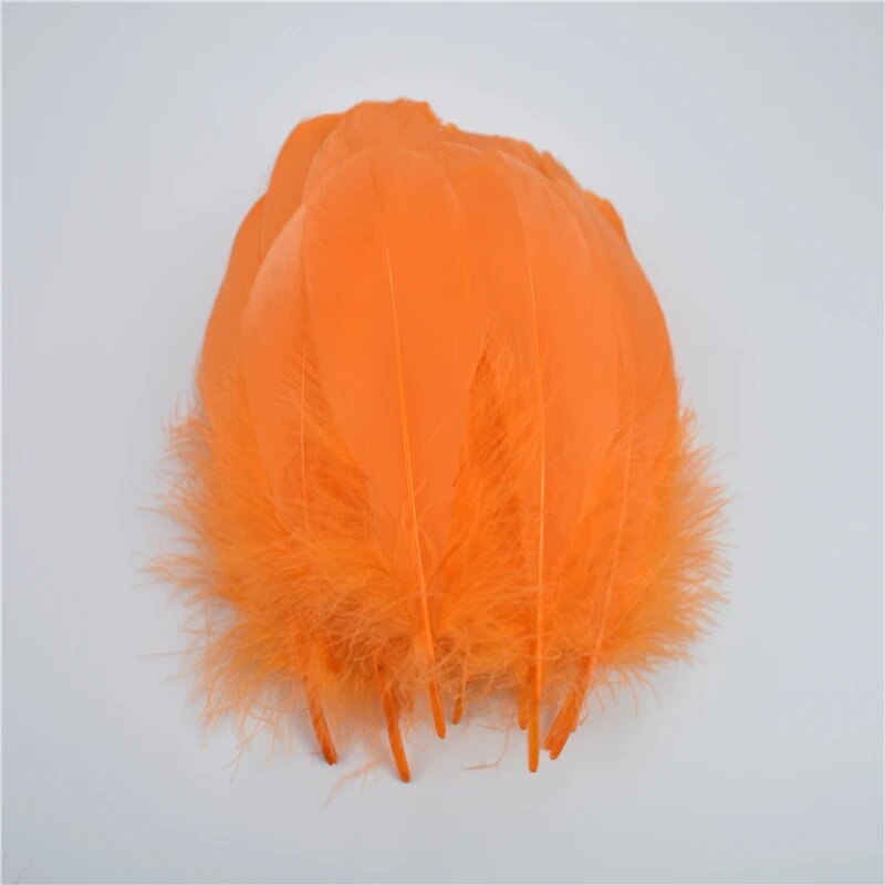 Оранжевые перья гусиные FlyReal 12-18 см, 20 шт