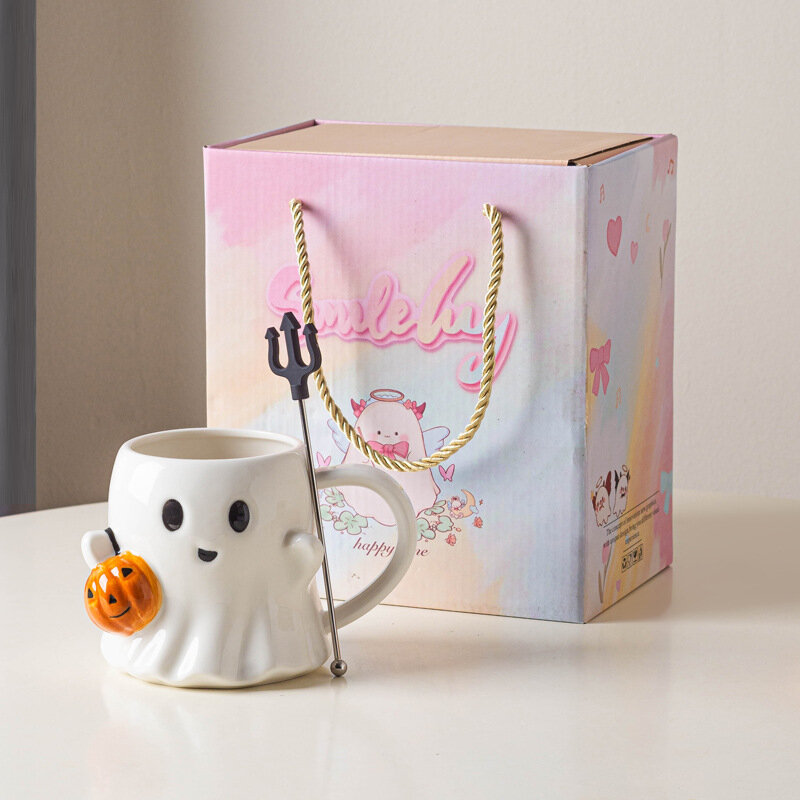 Креативная керамическая кружка «Тыквенный призрак» на Хэллоуин, 400 мл, 1 шт