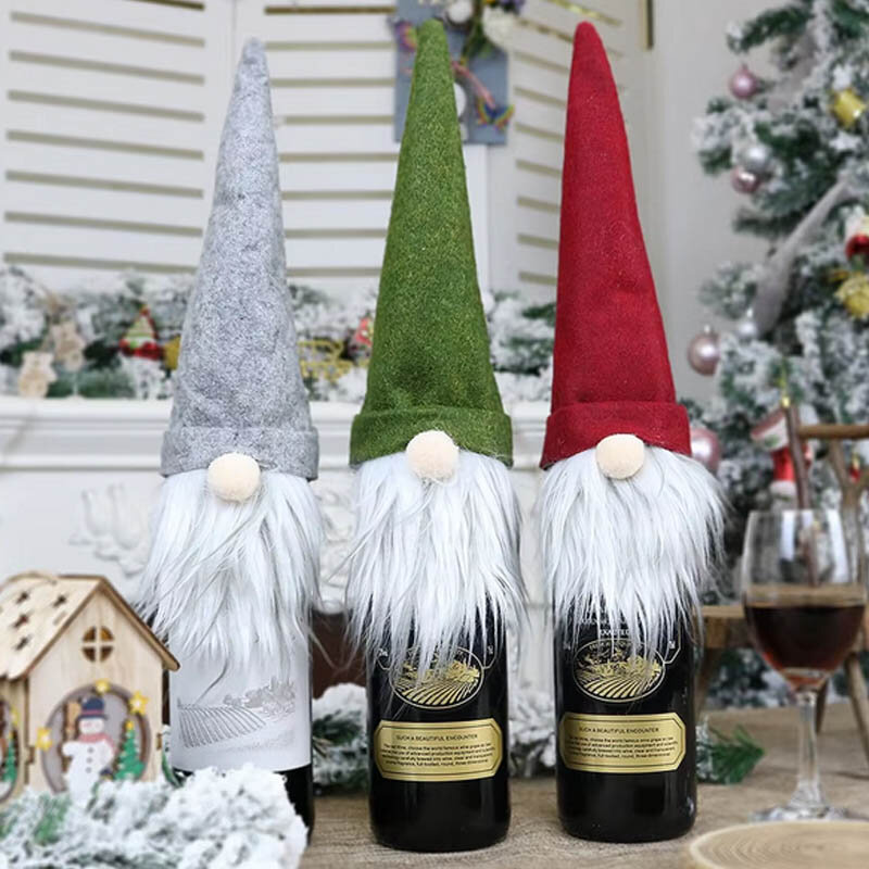 Новогодний чехол на бутылку, украшение на стол новогоднее "3 Гномика"