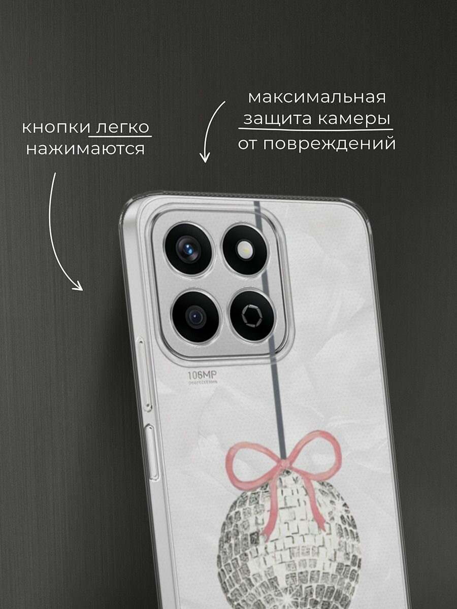 Чехол на Honor X7c / Хонор X7c с принтом Новогодний диско шар, прозрачный — фото 1