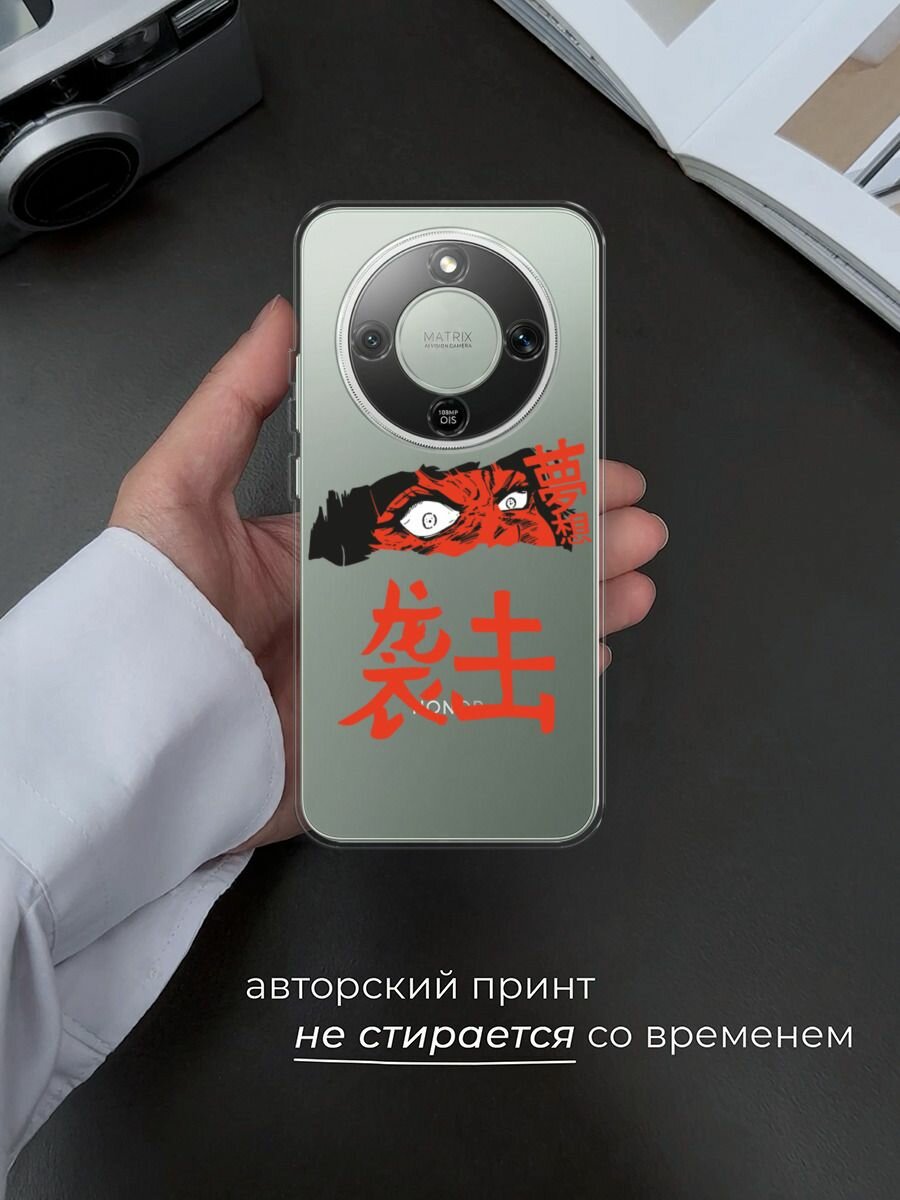 Чехол на Honor X9d / Хонор X9d с принтом Anime с ножом, прозрачный — фото 1