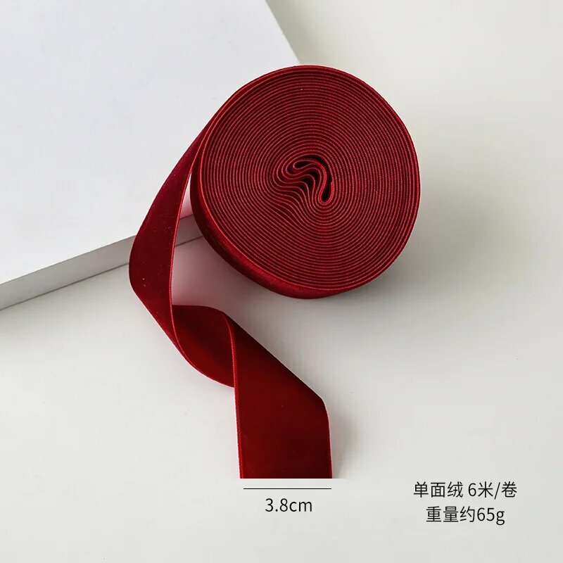 Красная бархатная лента 10 метров 3.8cm x 6m