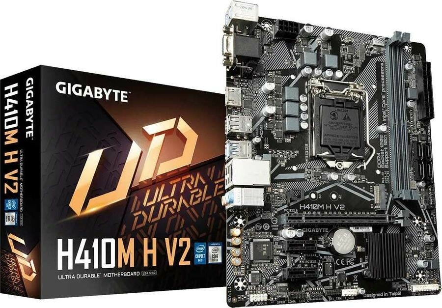 MB s1200 Gigabyte H410M H V2, Intel H470, 2xDDR4-2933 МГц, 1xPCI-Ex16, 1xM.2, Micro-ATX
