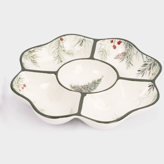 Менажница Anna Lafarg Festival Лошадка у елки 5 секций, 25 см, зеленый (ANLAF-FDH-0303-16)