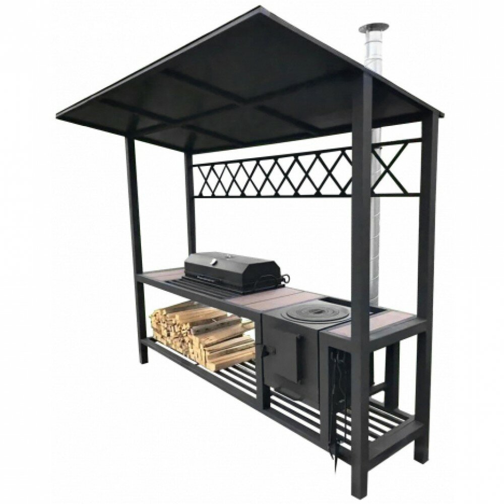 Мангальный комплекс «Лофт Ван» цельносварная конструкция, съемная жаровня и печь