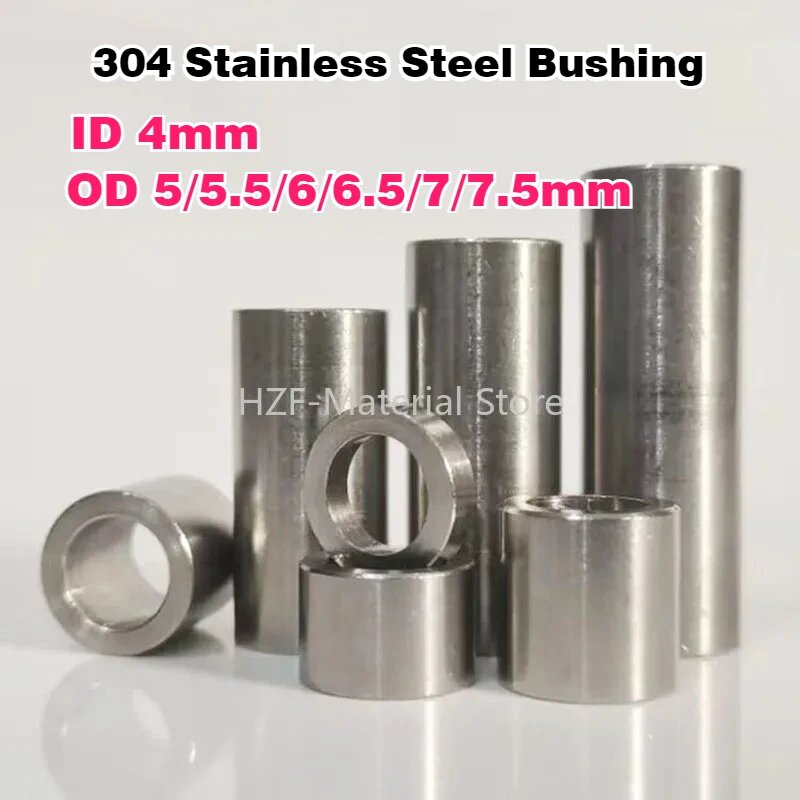 5/10 шт. втулка из нержавеющей стали 304, внутренний диаметр 4 мм, полая втулка, удлиненная цилиндрическая стальная беззубая винтовая втулка, наружный диаметр 5-7,5 мм