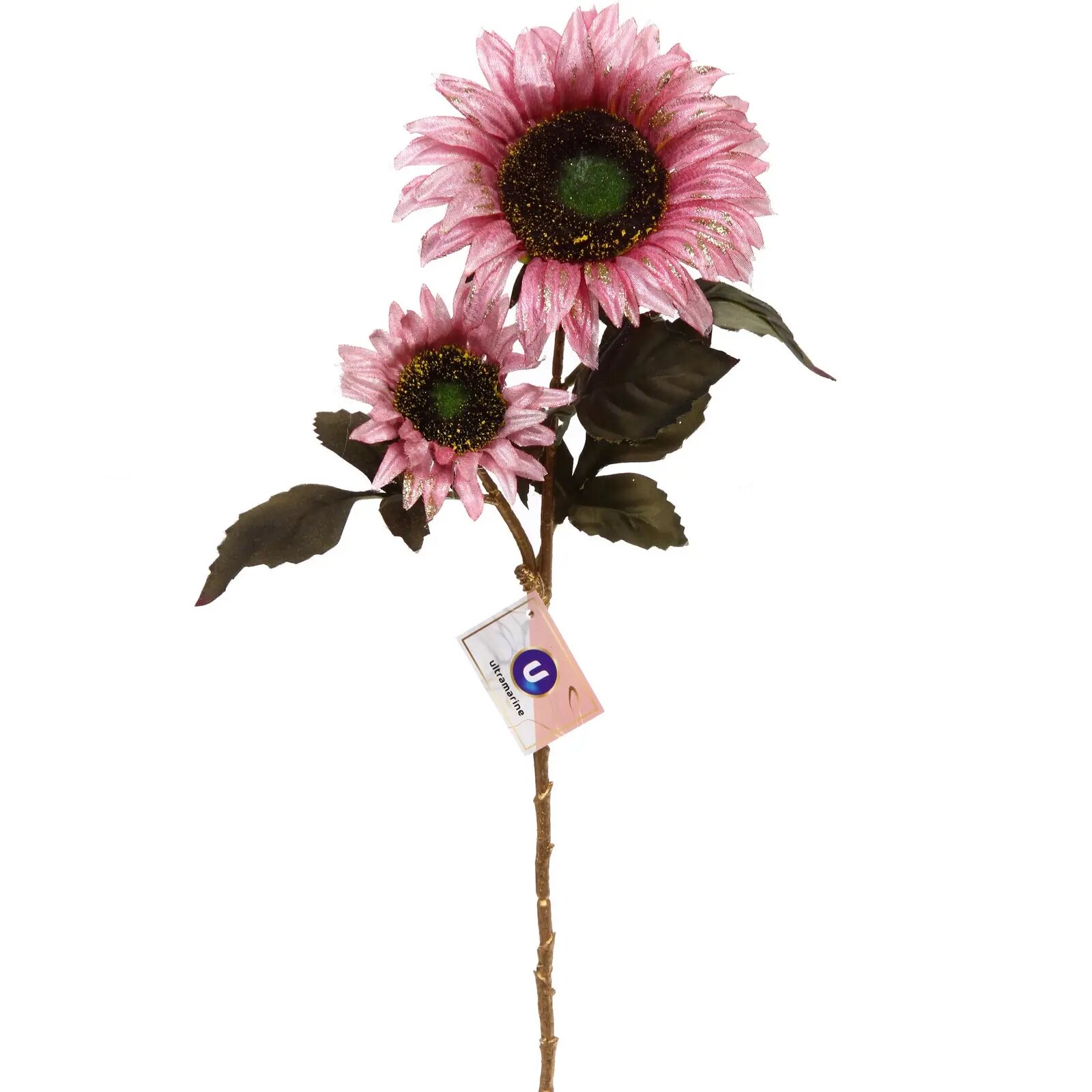 Искусственные цветы «FLOWERS GLAMOUR» 63см, подсолнухи 2 цвета розовые, долговечные для интерьера