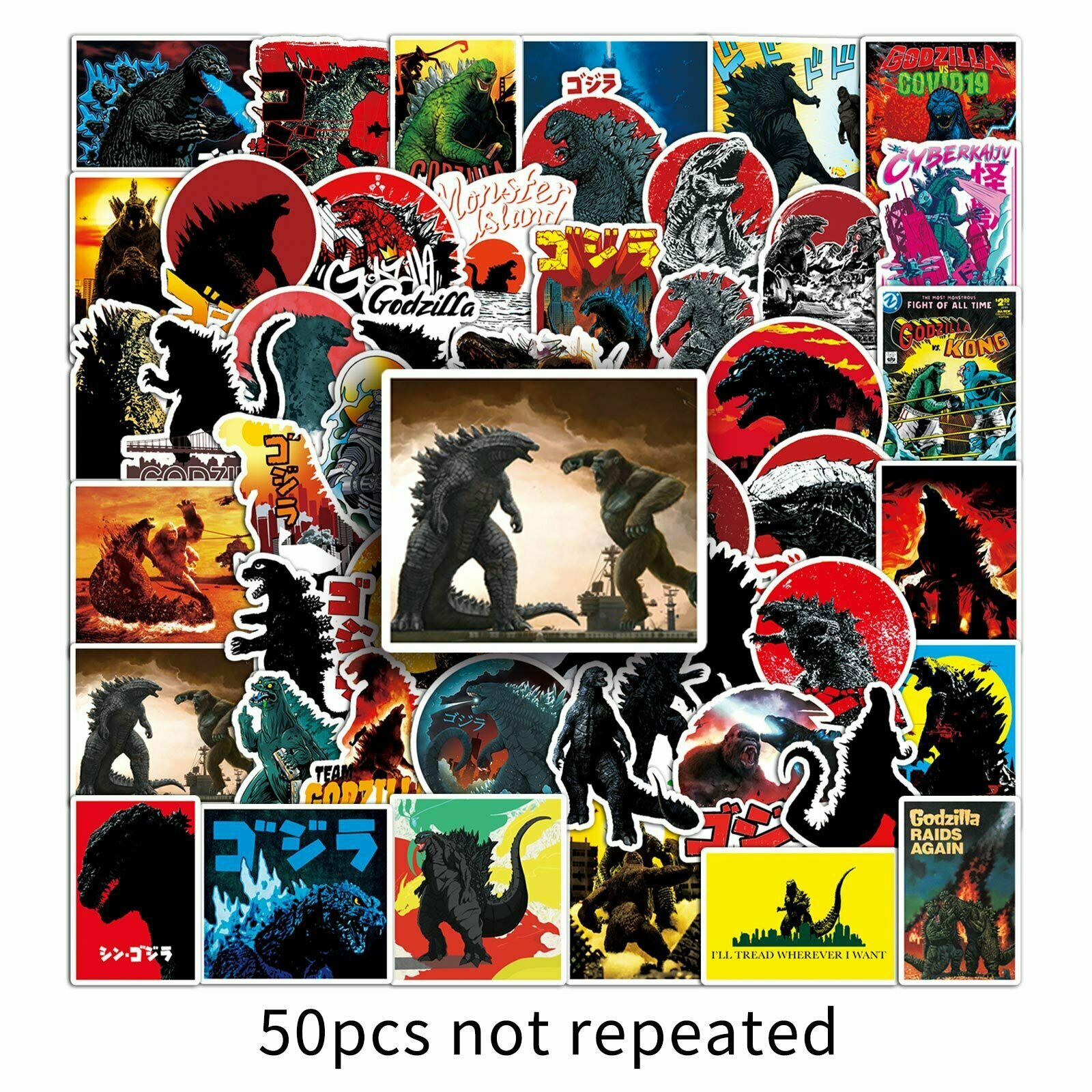 Блокнот "Godzilla-218", 50 наклеек, водонепроницаемый, эпоксидный