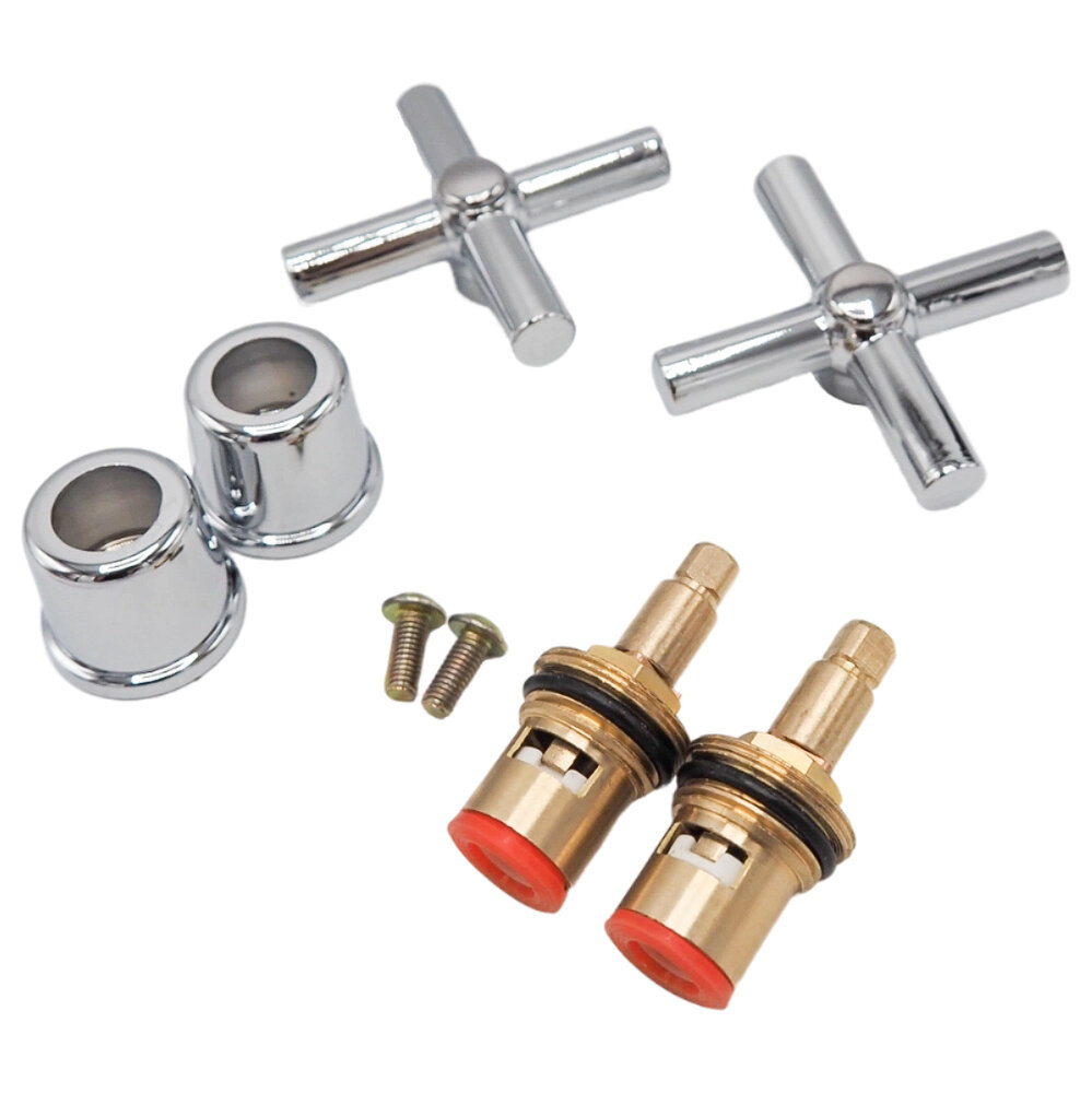 Комплект маховик (ручка) крест с кран-буксой под квадрат под импортный смеситель (комплект 2шт)