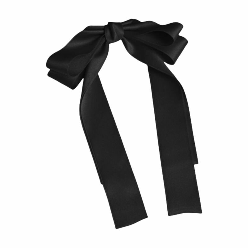 Заколка-бантик из ленты простой и универсальный головной убор-черный