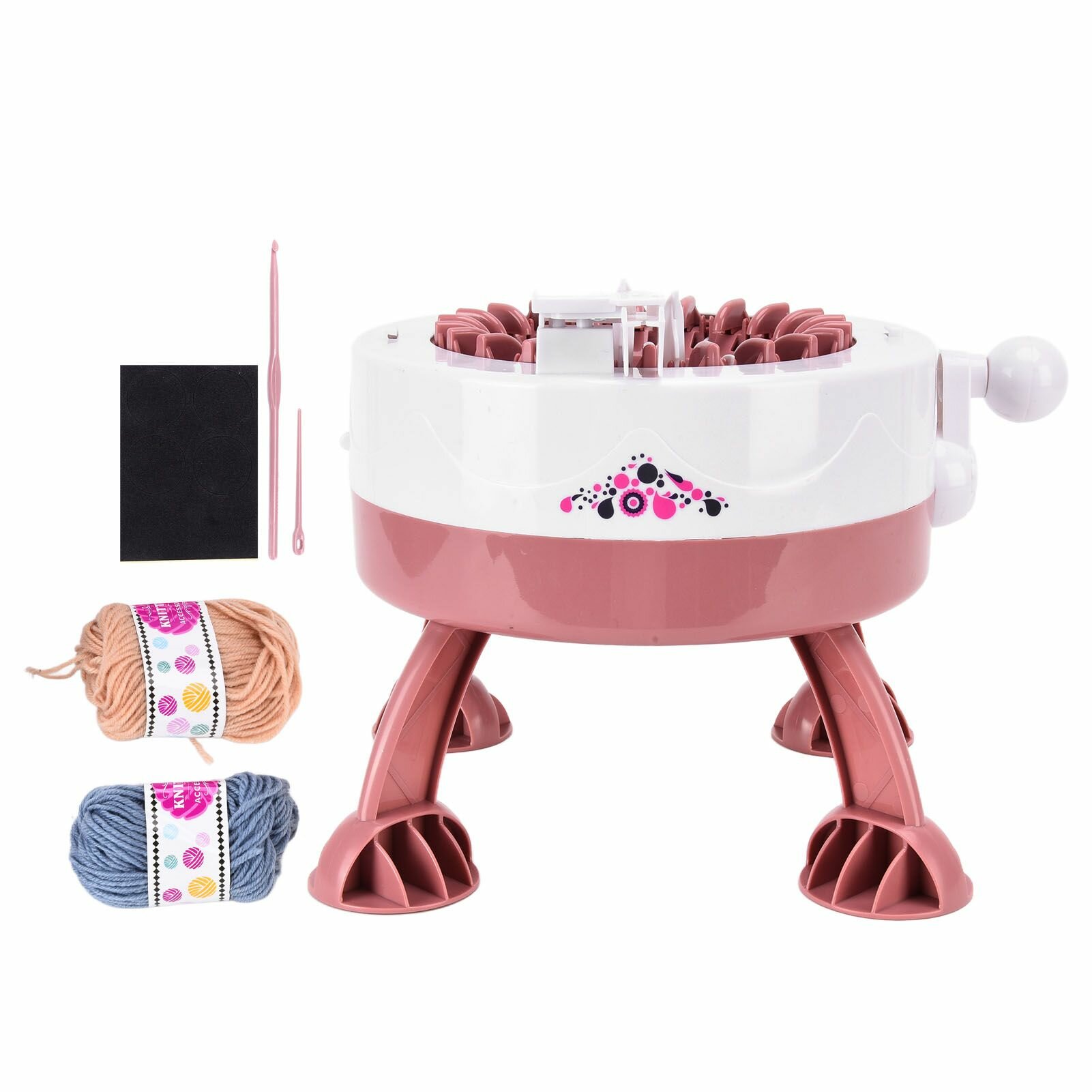 Кругловязальная машина с 22 иглами, ручной инструмент для вязания крючком для шарфов, перчаток, шапок, прочный, кораллово-красный