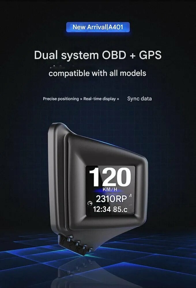 Компьютер бортовой арт. OBD2 GPS Многофункциональный HUD (для бензиновых автомобилей модельных рядов от 2012 года)