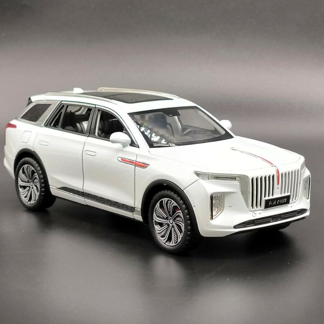 Металлическая машинка Hongqi E-HS9 (Хончи И-ЭйчЭс9) с инерционным механизмом и свето-звуковым сопровождением. 1:24